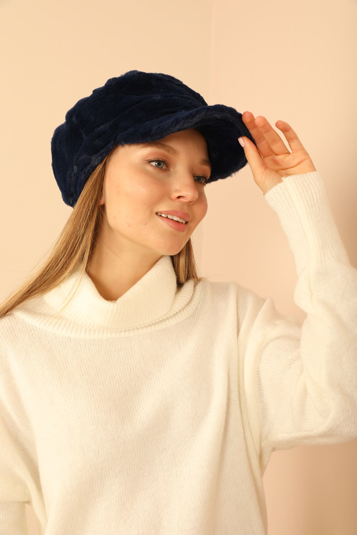 Plush Women's Cap-Navy