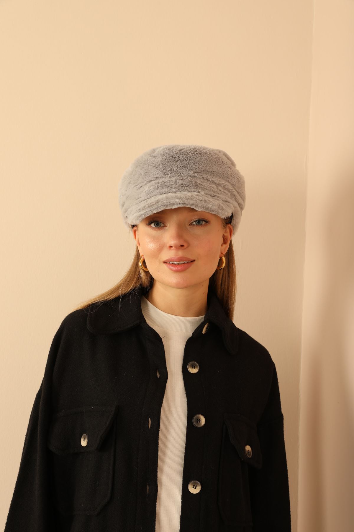 Plush Women's Cap-Grey