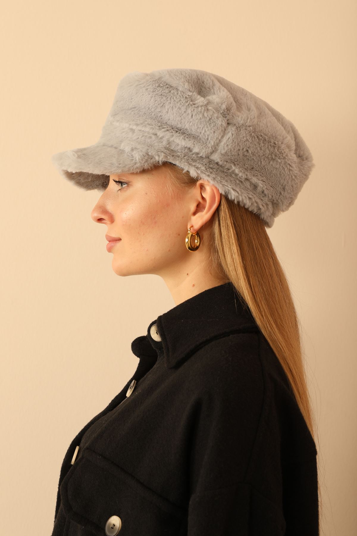 Plush Women's Cap-Grey