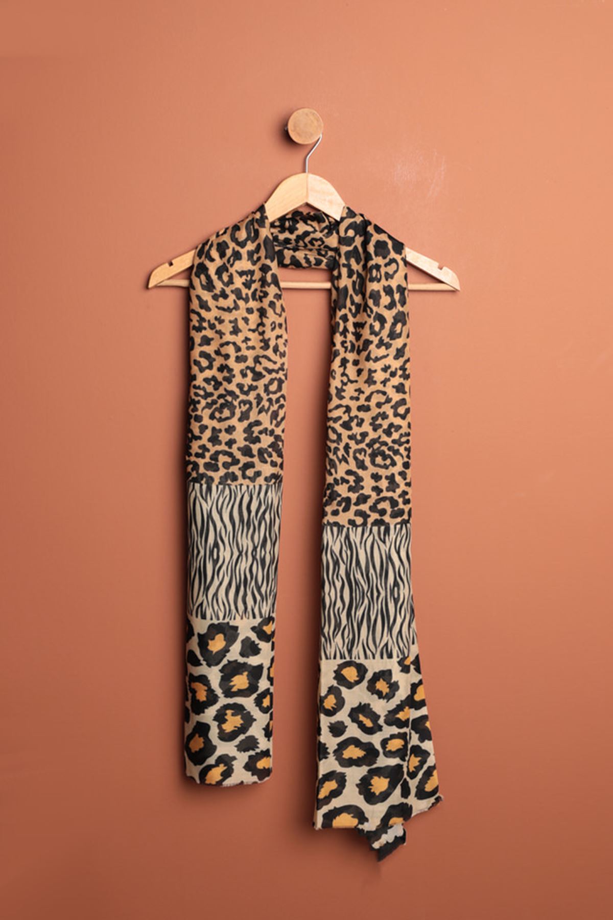 Leopard Zebra Pach Pattern Women's Shawl-Light Brown