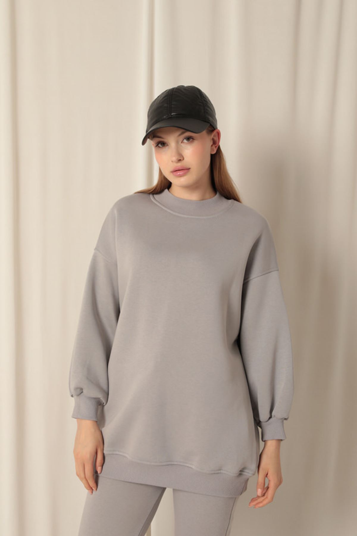 Long Basic Women's Gray Sweater